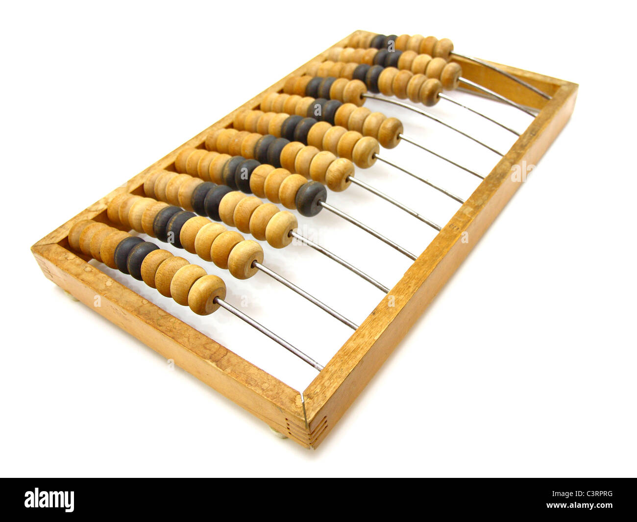 Accounting abacus for financial calculations lies on a white background ...