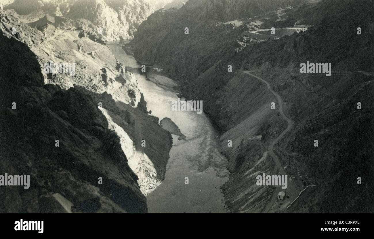 view looking upon river below boulder dam in 1940. southwest landscape ...