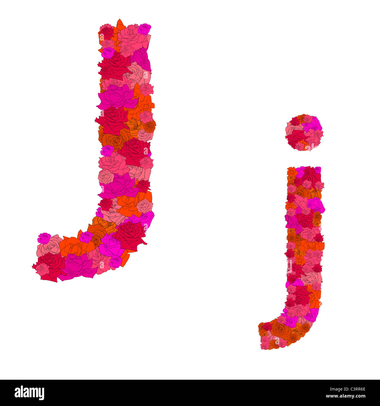 Flower alphabet of red roses, characters J-j Stock Photo - Alamy