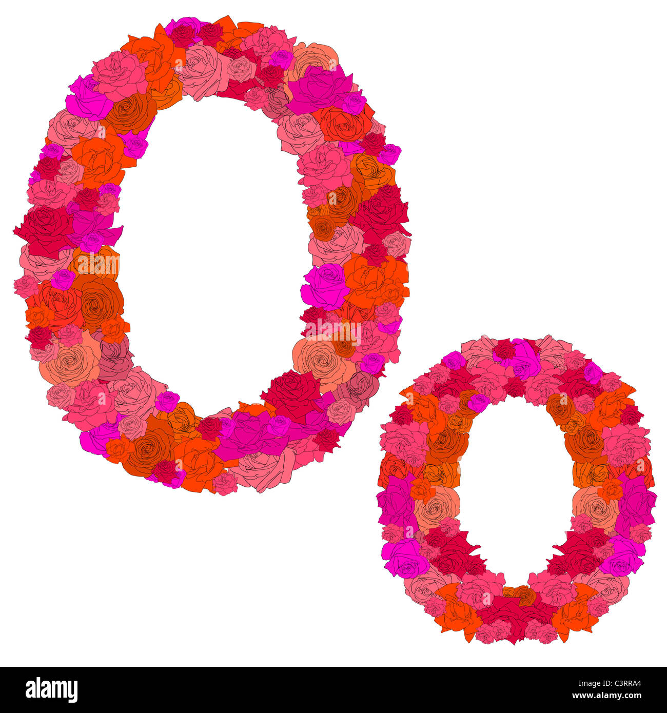 Flower alphabet of red roses, characters O-o Stock Photo - Alamy