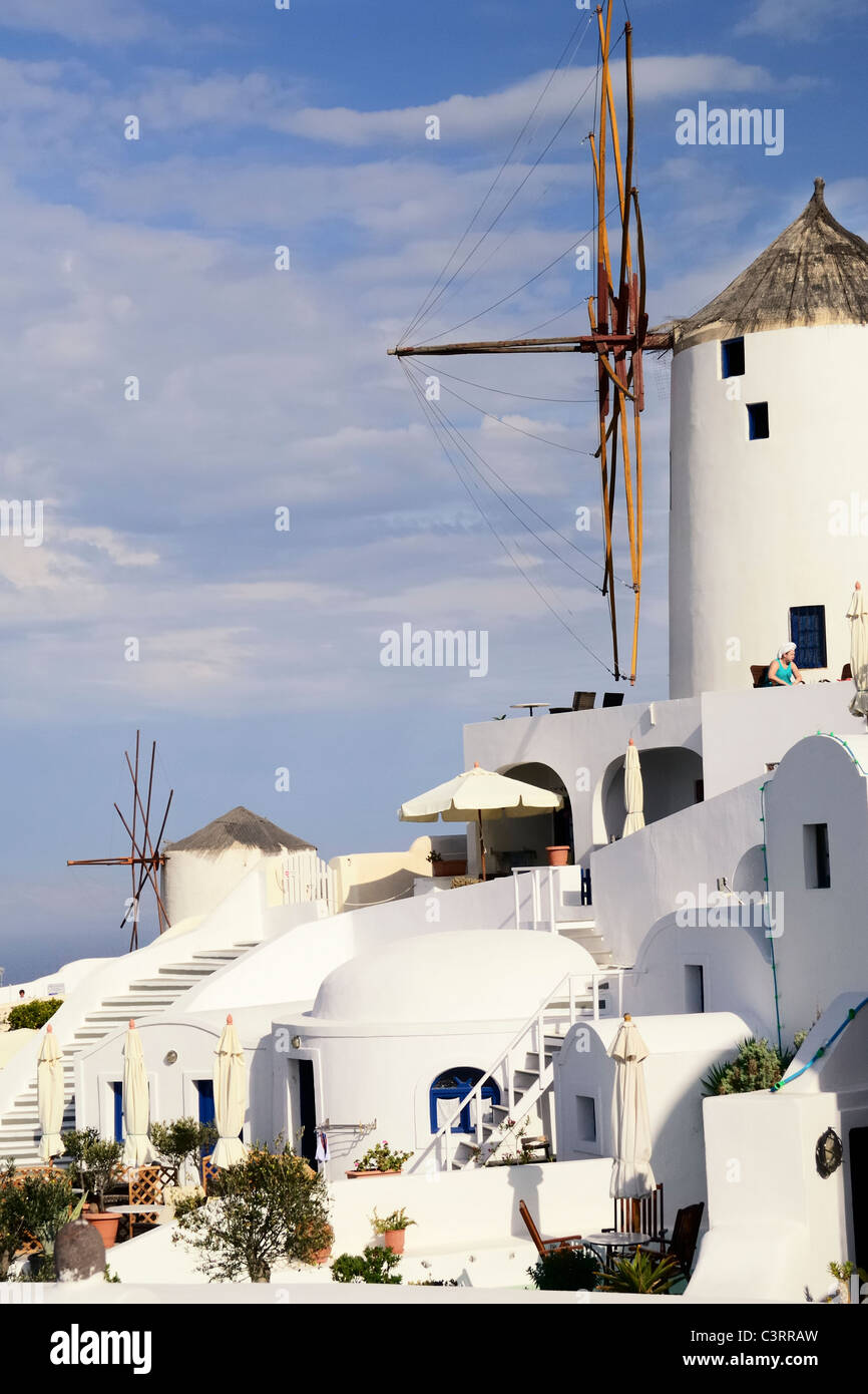 Windmill at Oia Stock Photo - Alamy