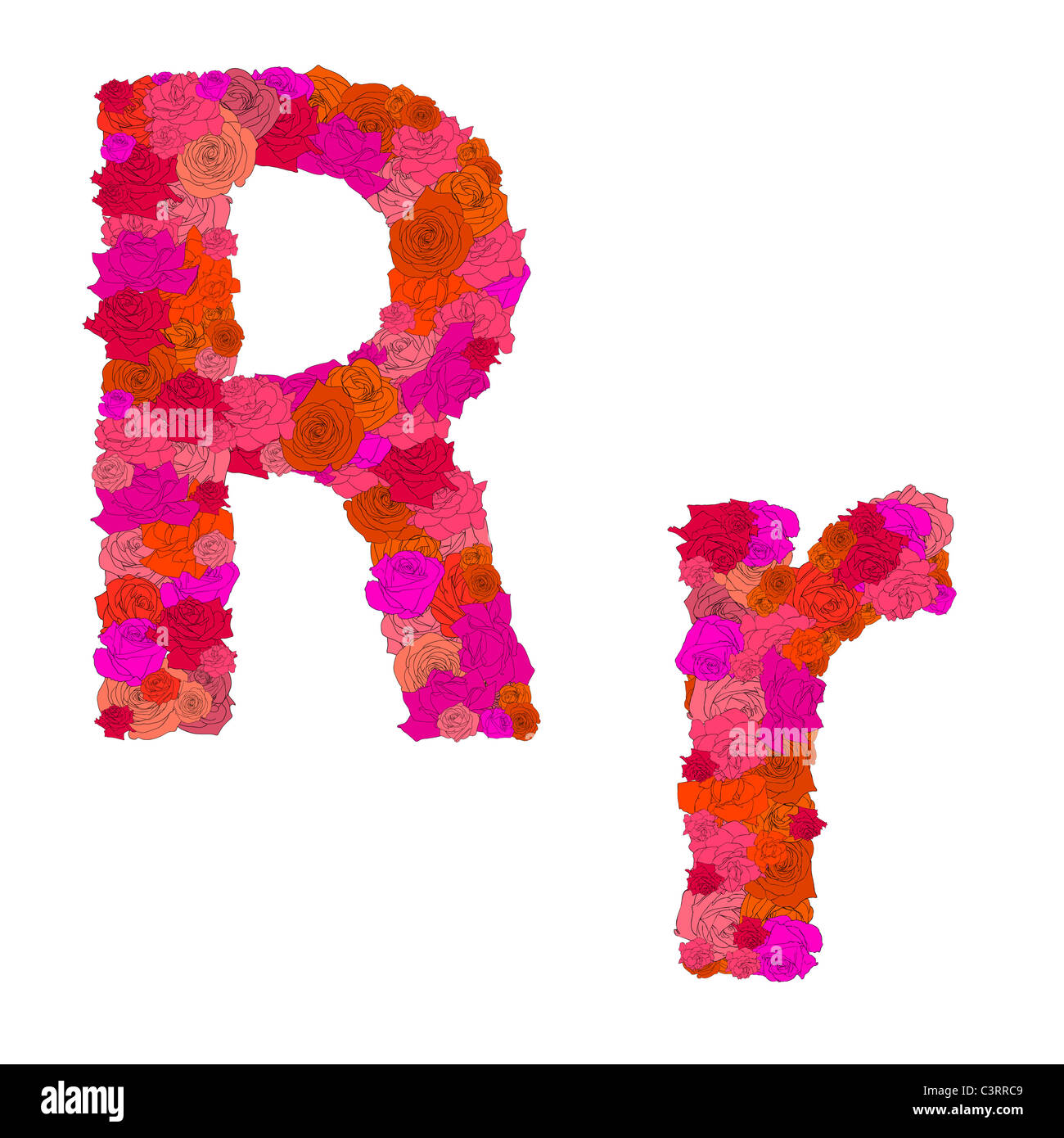 Flower alphabet of red roses, characters R-r Stock Photo - Alamy