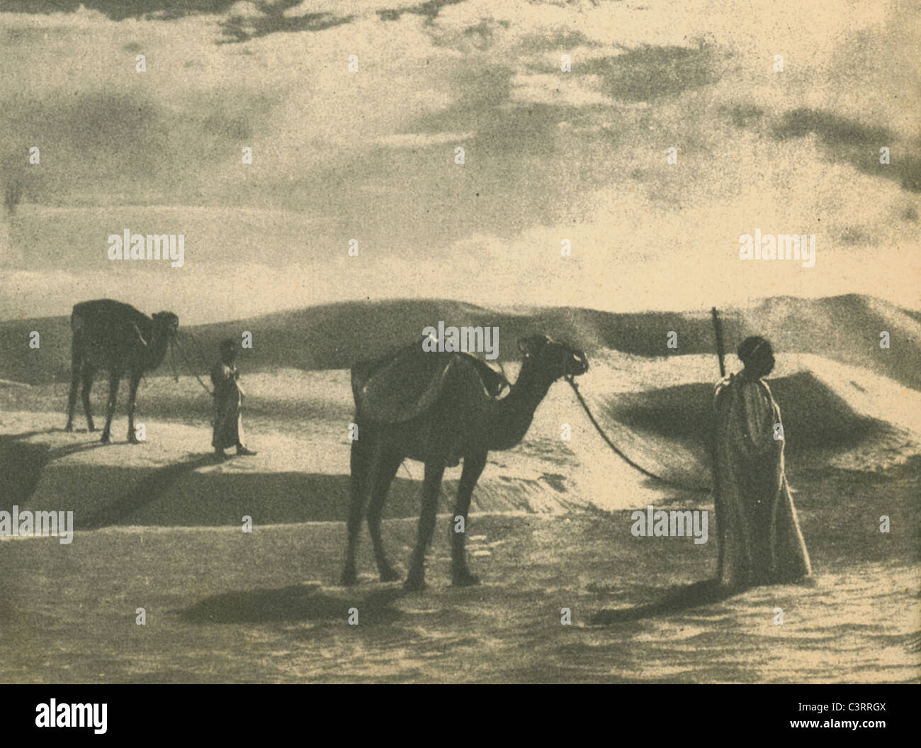 Libya under Italian occupation during the 1930s - a desert scene with ...