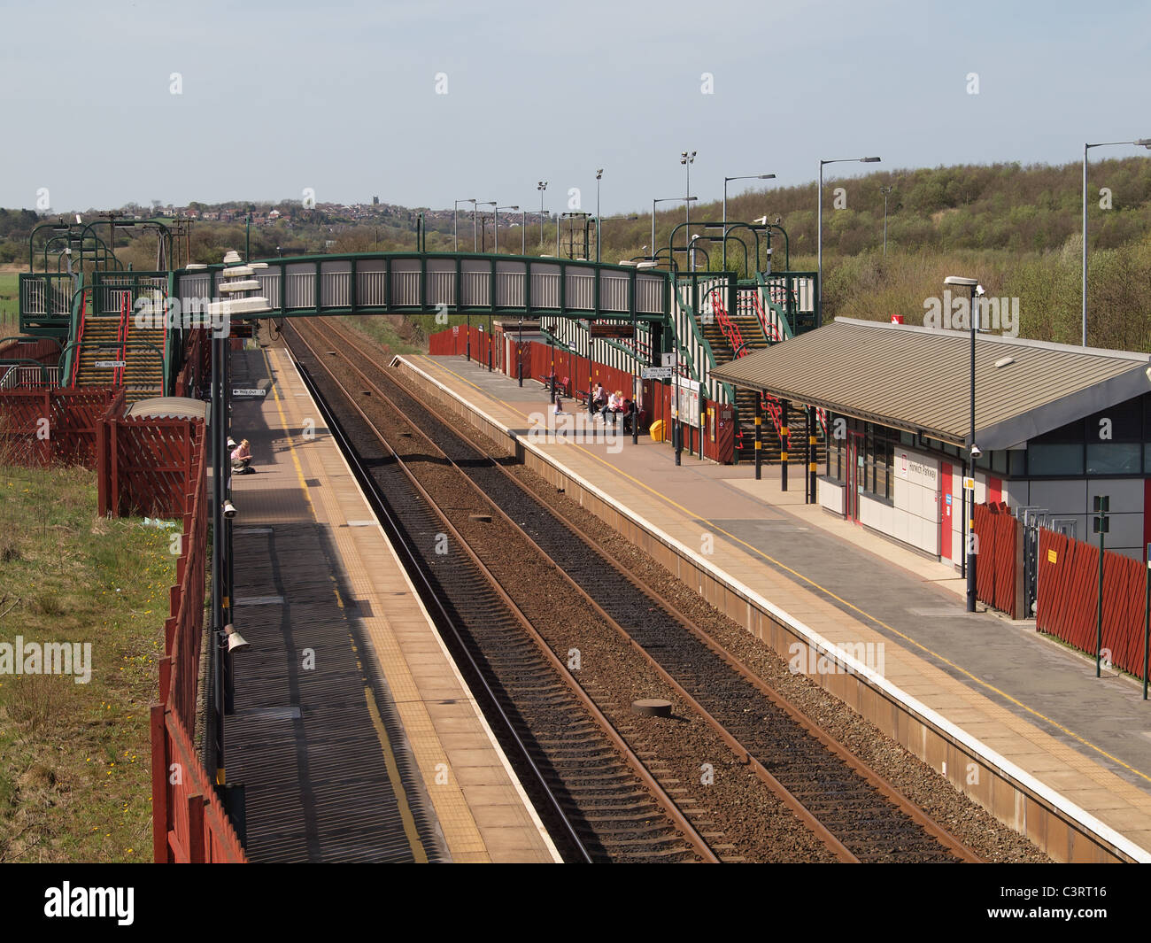 Horwich Parkway railway station, adjacent to the Macron Stadium, with ...