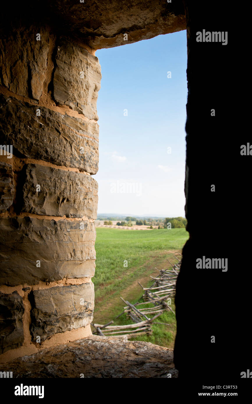 The battlefield from a window in the Observation Tower on the Antietam ...