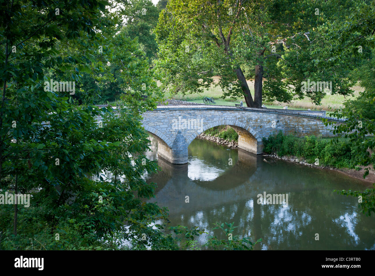 The Stone Bridge casts its reflection on Antietam Creek, the site of ...