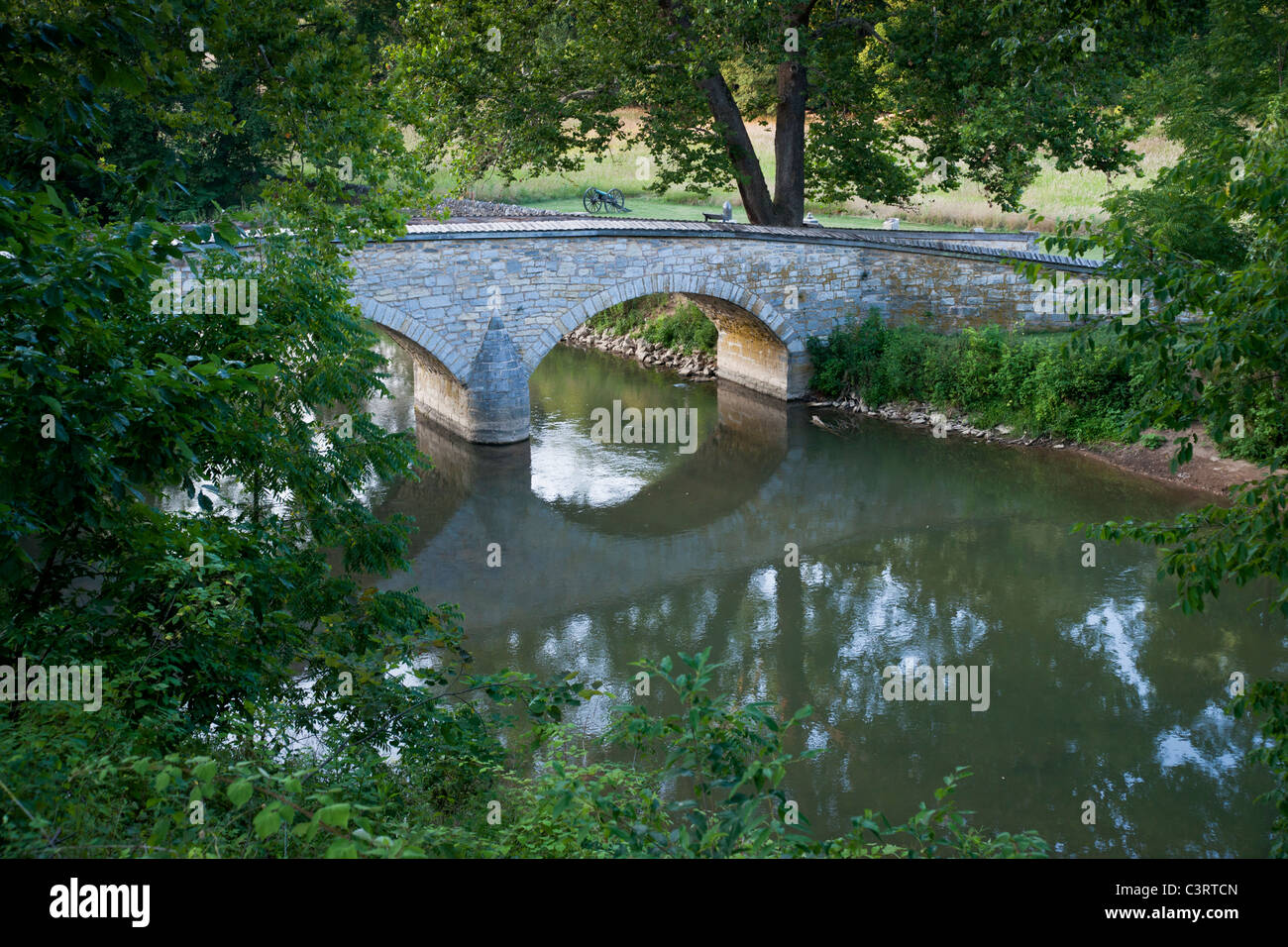 The Stone Bridge casts its reflection on Antietam Creek, the site of ...