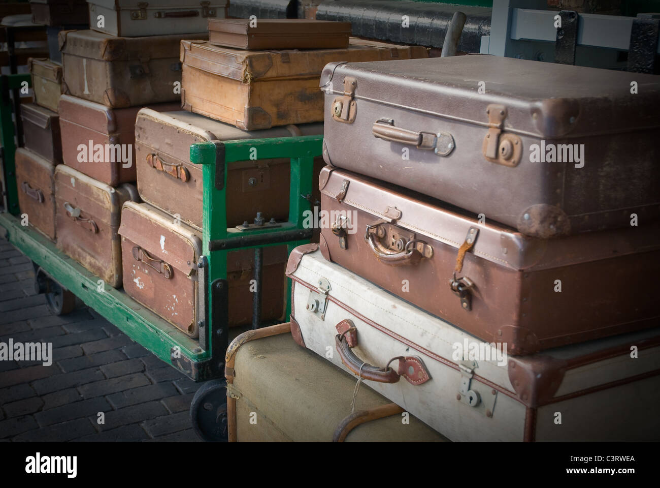 Travel luggage on a railway platform Stock Photo - Alamy