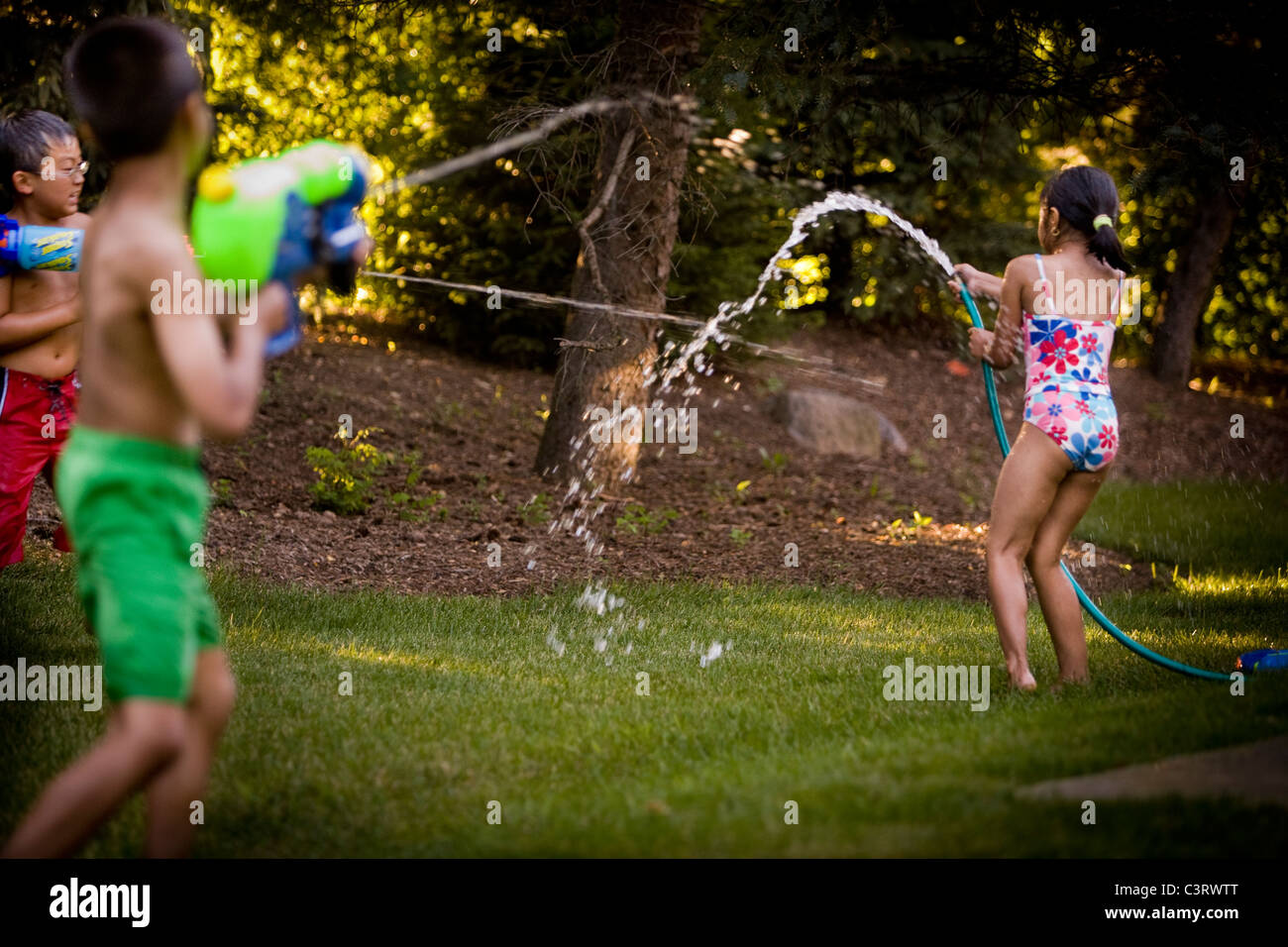 Fight wet yard young hi-res stock photography and images - Alamy
