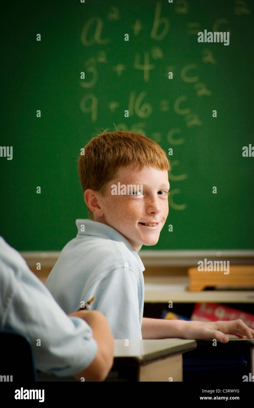 A boy in math class Stock Photo - Alamy