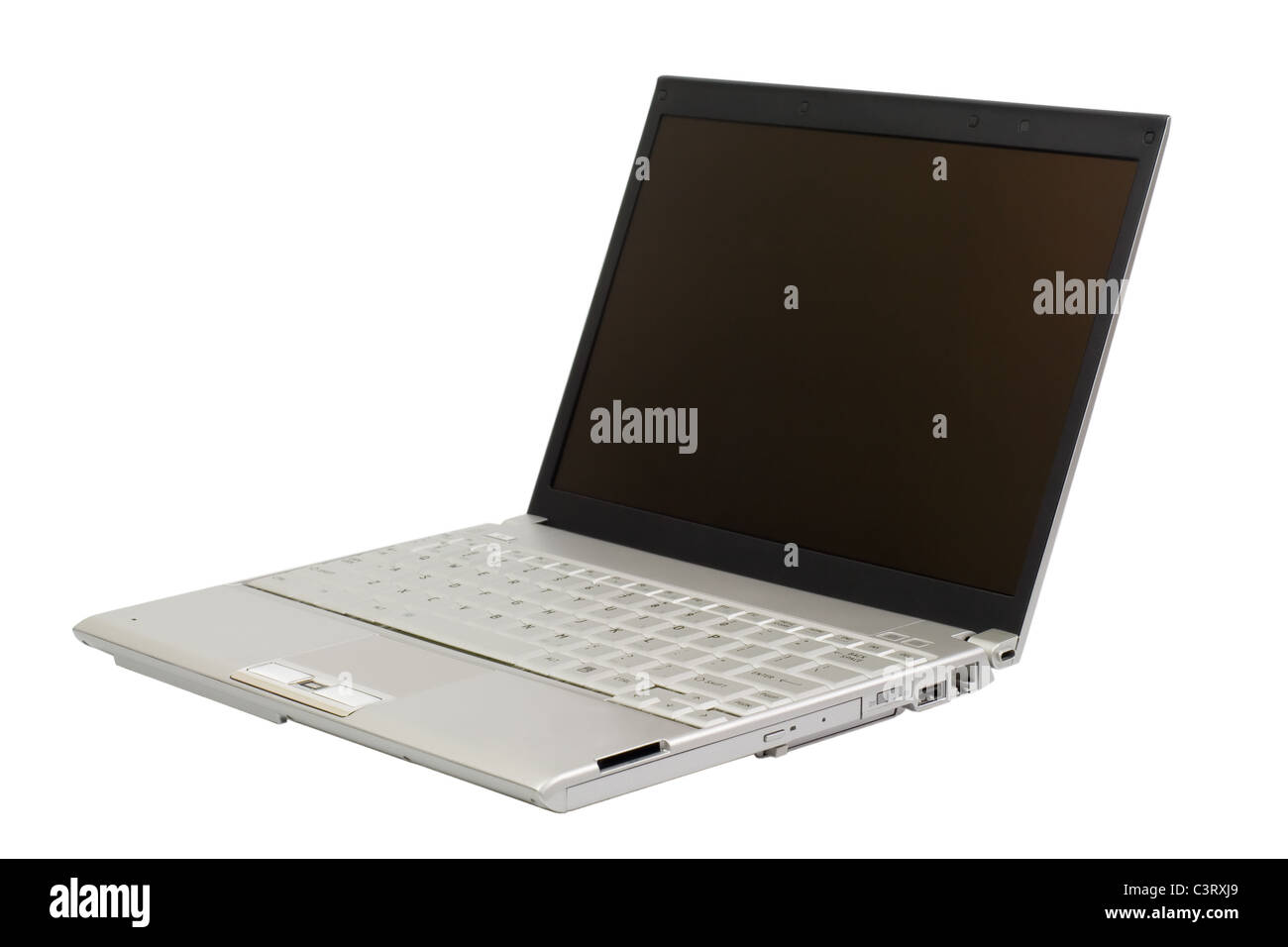 Silver colored laptop isolated on white background Stock Photo - Alamy