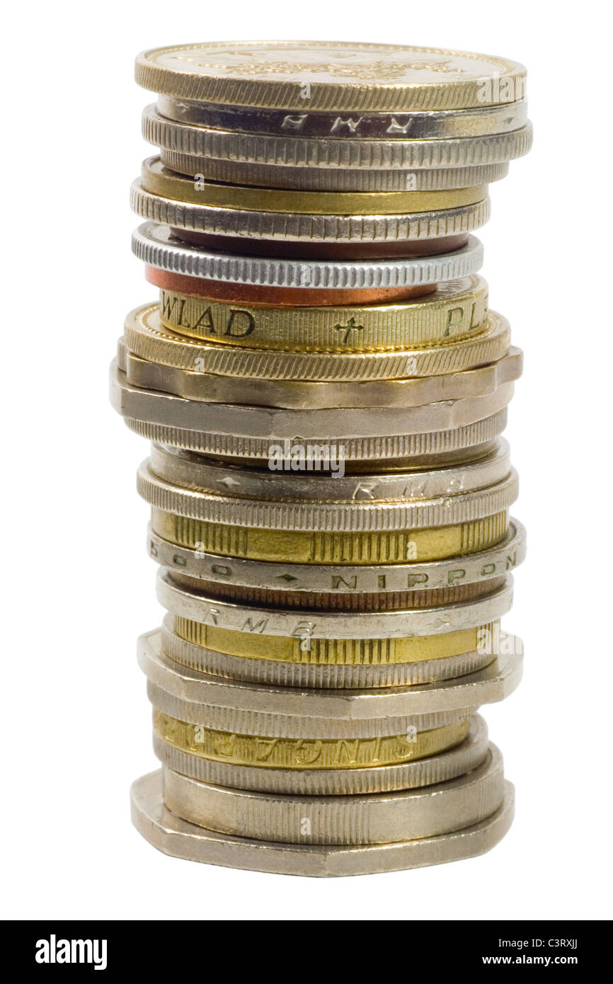 Stack of coins isolated on white background Stock Photo - Alamy