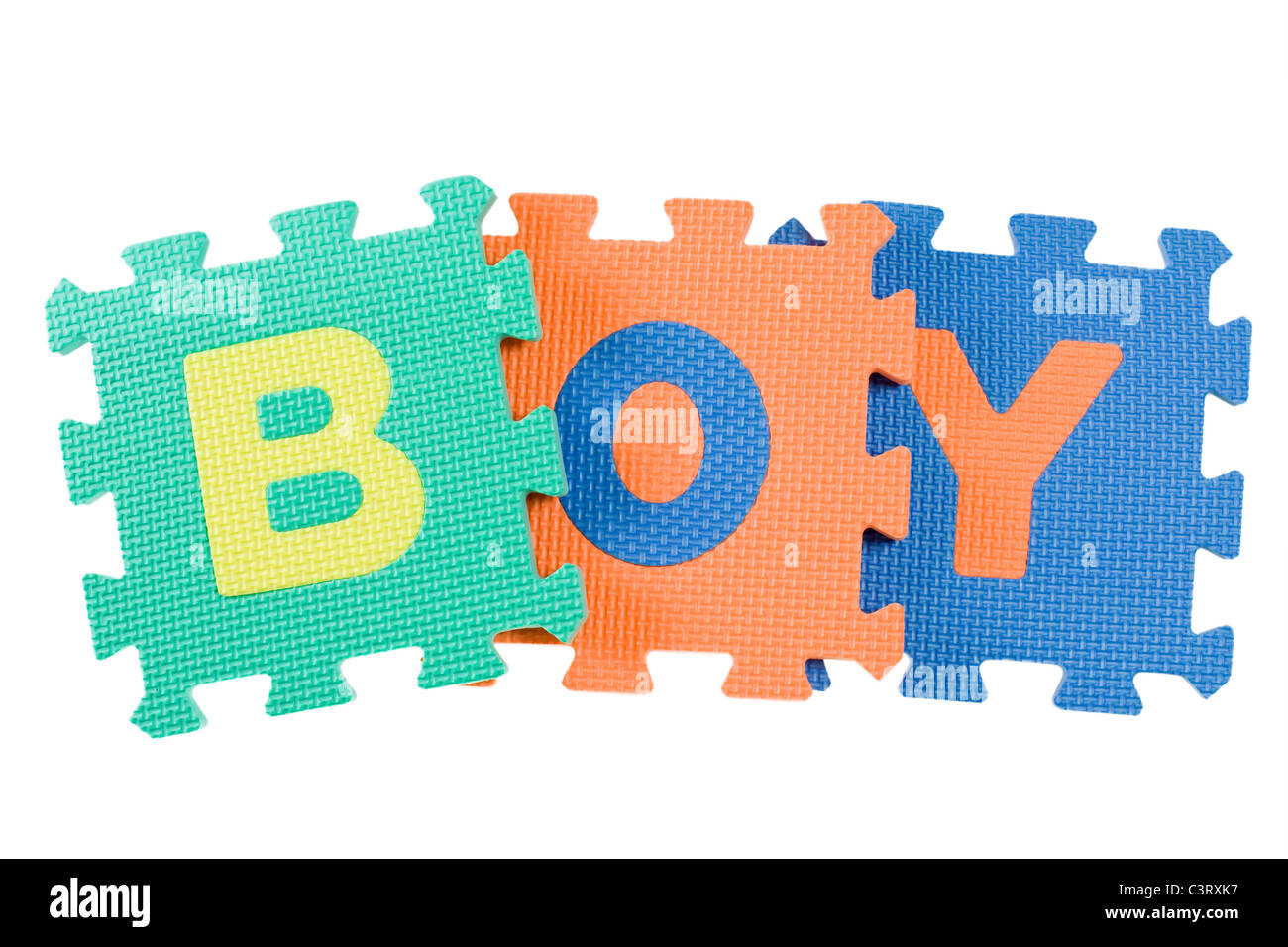 Alphabet blocks forming the word BOY isolated on white background Stock ...