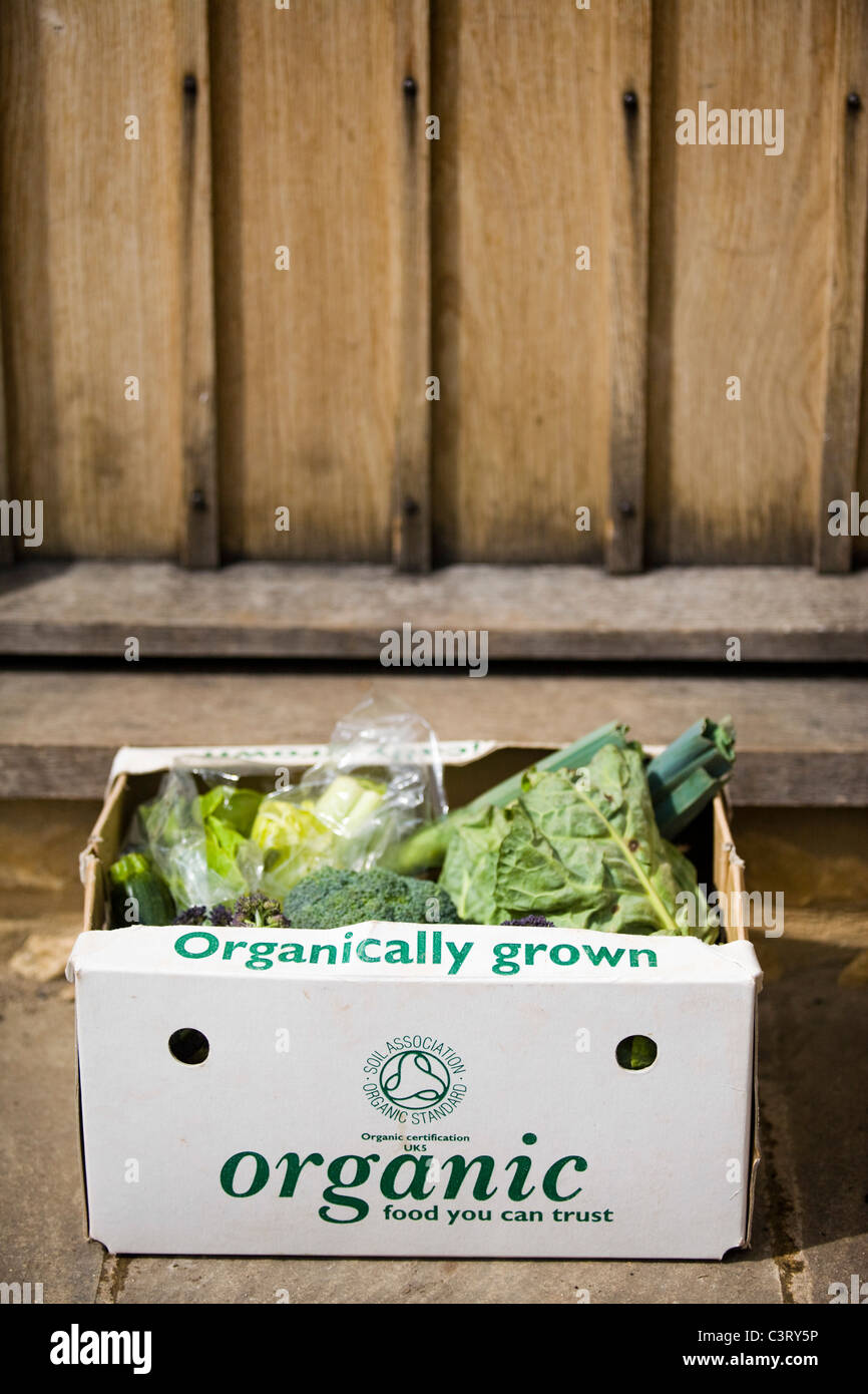 Organic veg box delivered to the door, UK Stock Photo - Alamy