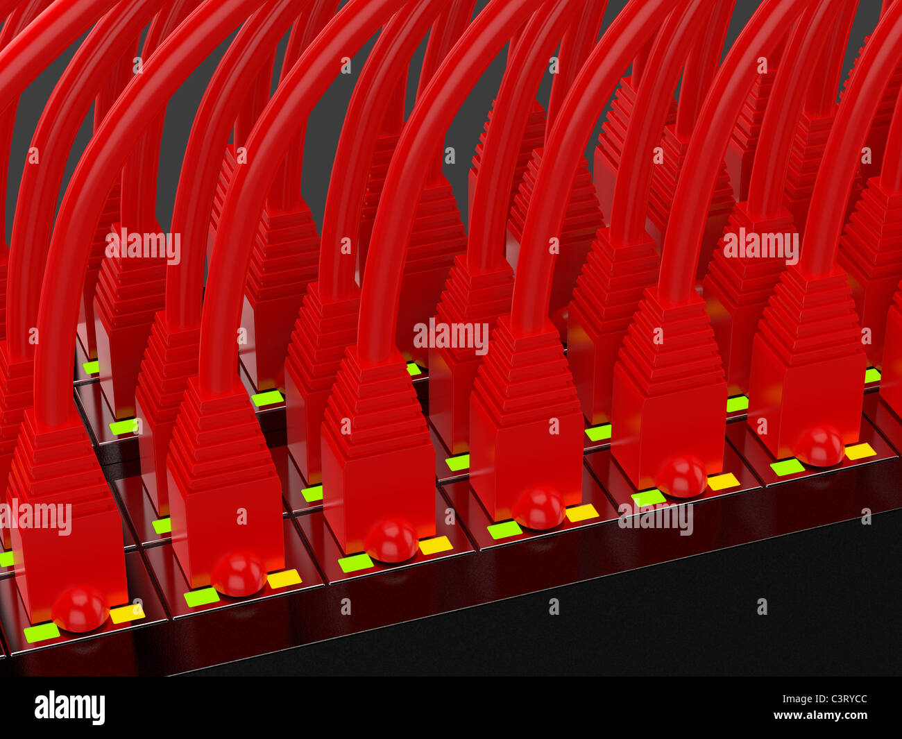 Router and red network cables close up Stock Photo - Alamy