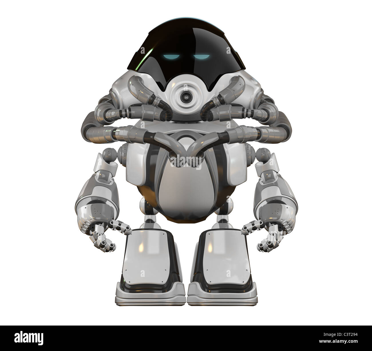 Strange glossy cyborg with tubes. Robotic creature Stock Photo - Alamy