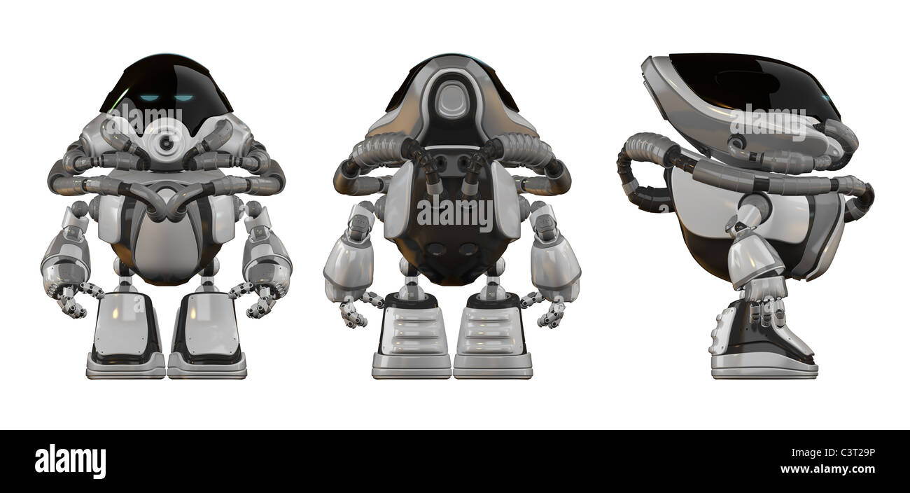 Strange glossy cyborg with tubes. Robotic creature Stock Photo - Alamy