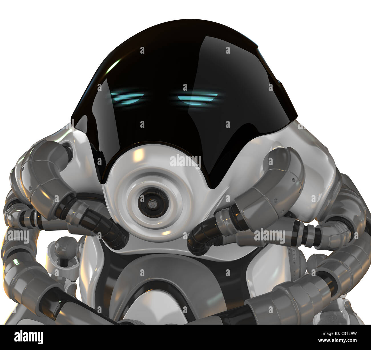 Robotic creature. Strange glossy cyborg with tubes Stock Photo - Alamy
