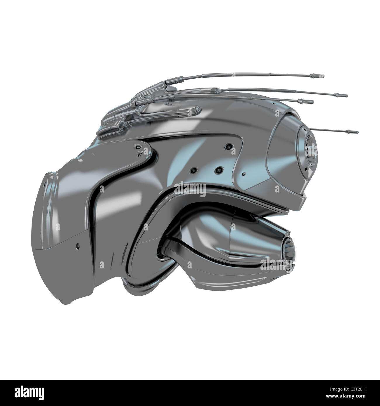 Futuristic object with camera isolated on white. Alien ship Stock Photo ...