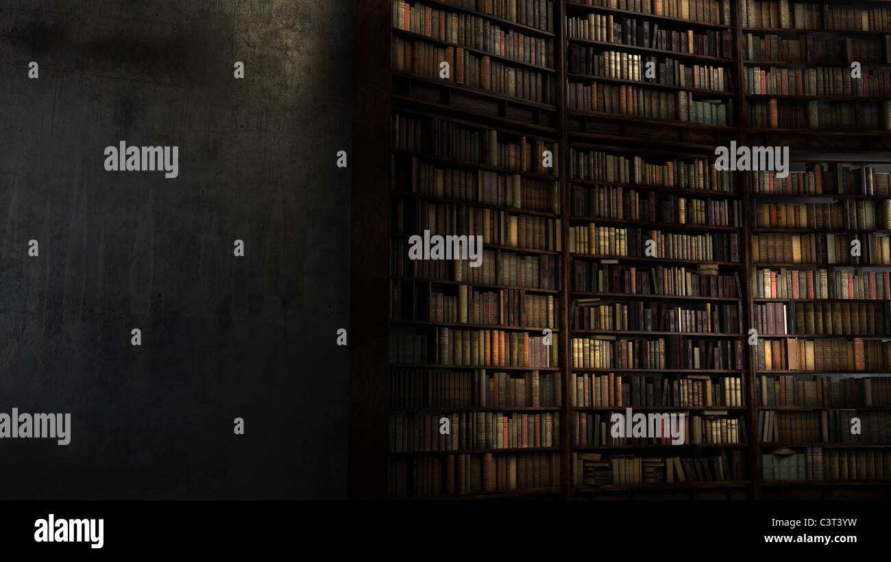Old Big Library with many shelfs. Huge library Stock Photo - Alamy