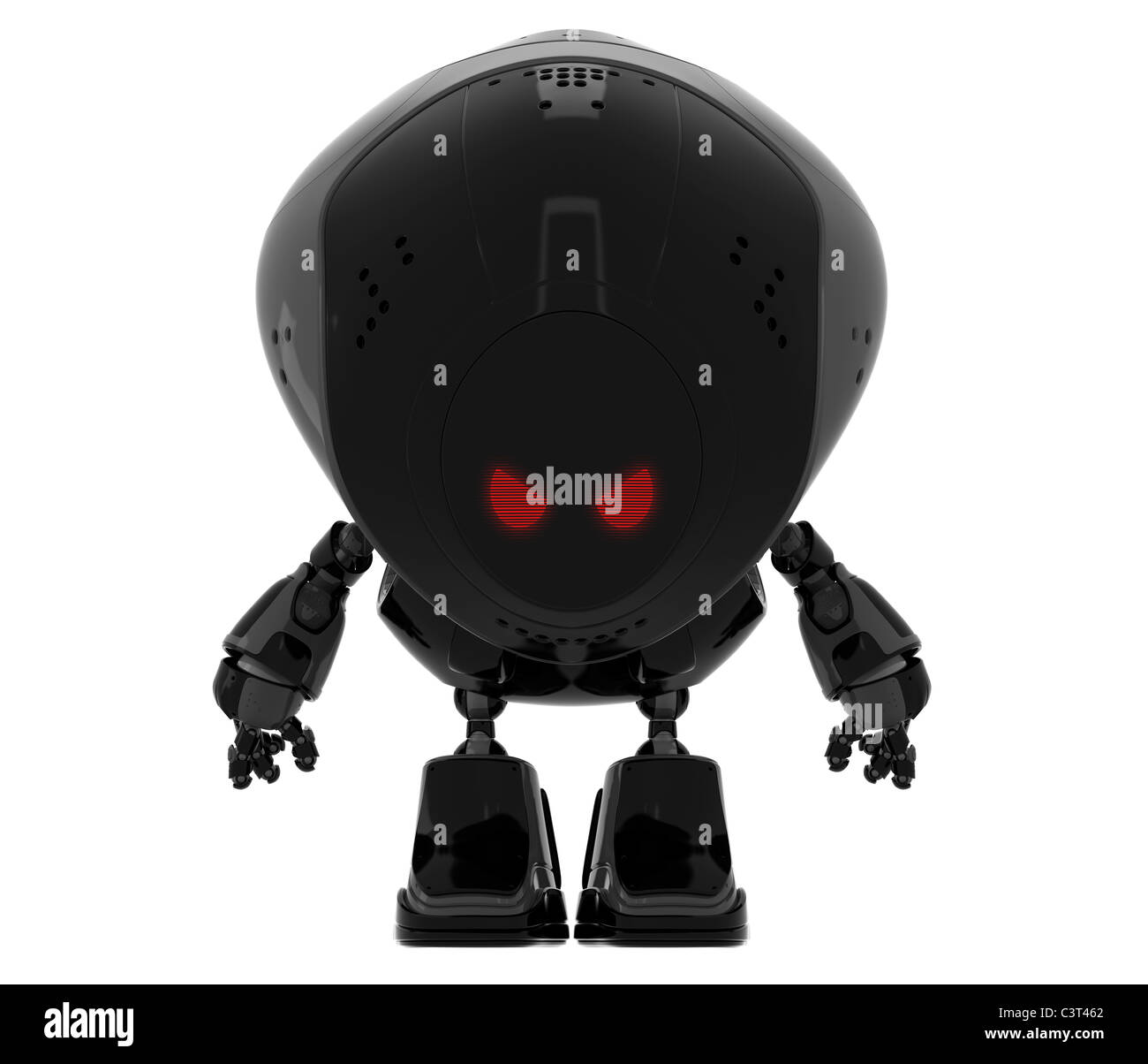 Angry robot. Black stylish cyborg with angry red eyes Stock Photo - Alamy