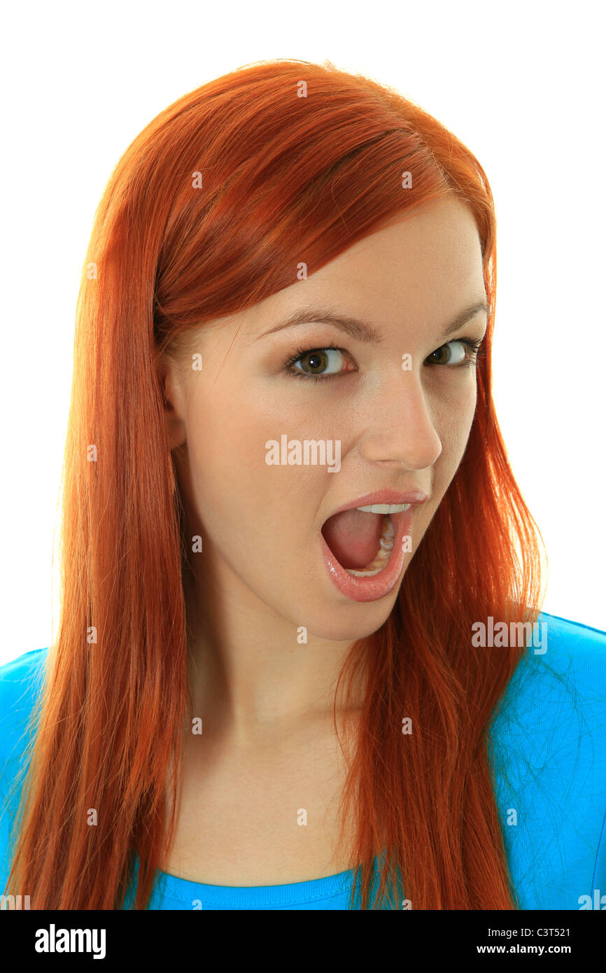Angry young woman screaming Stock Photo - Alamy