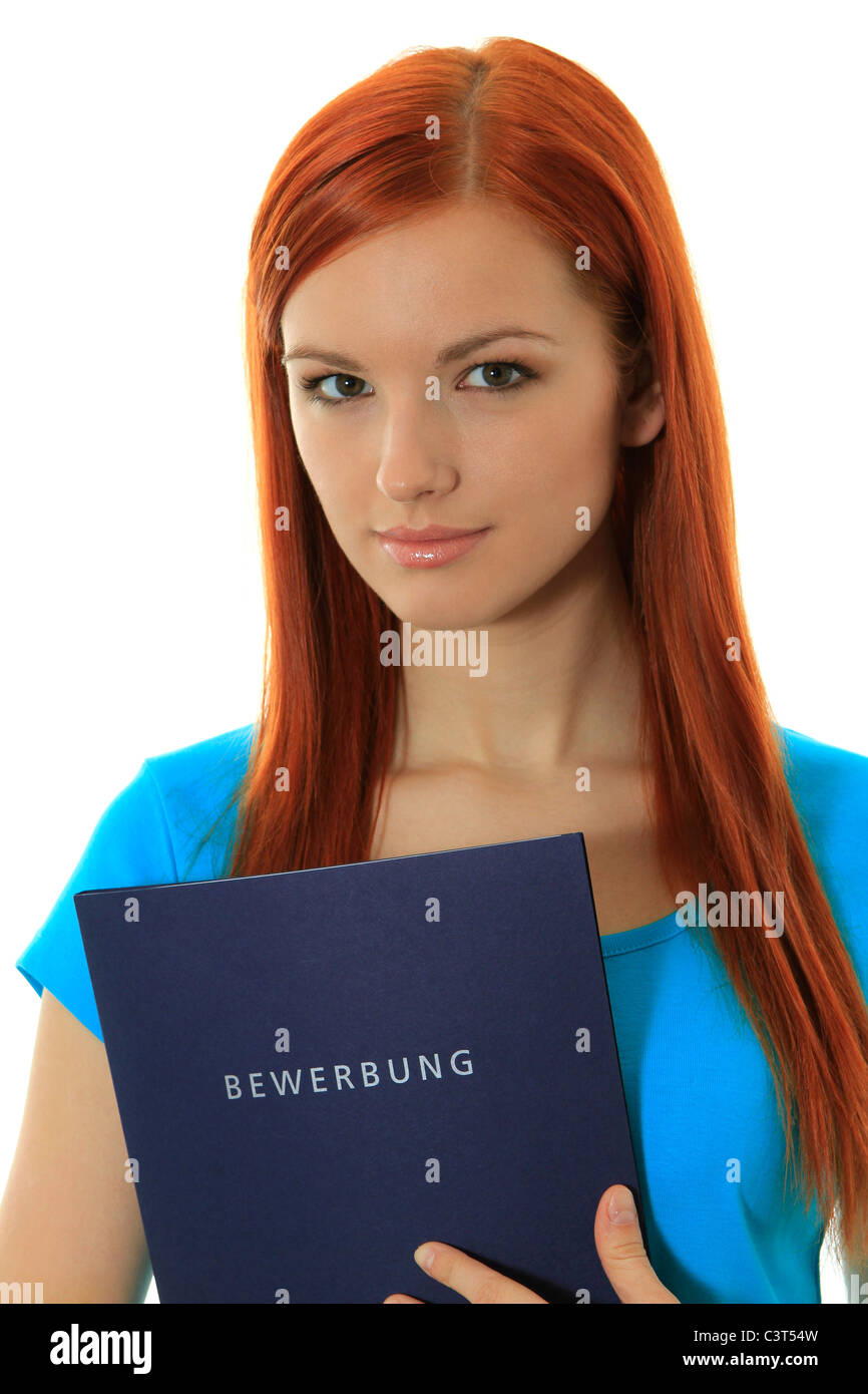 Girl with job application Stock Photo - Alamy