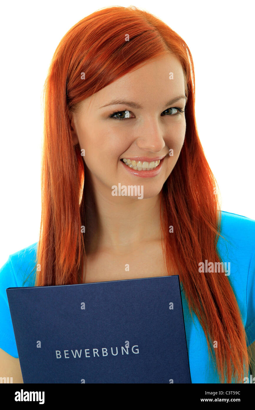 Girl with job application Stock Photo - Alamy