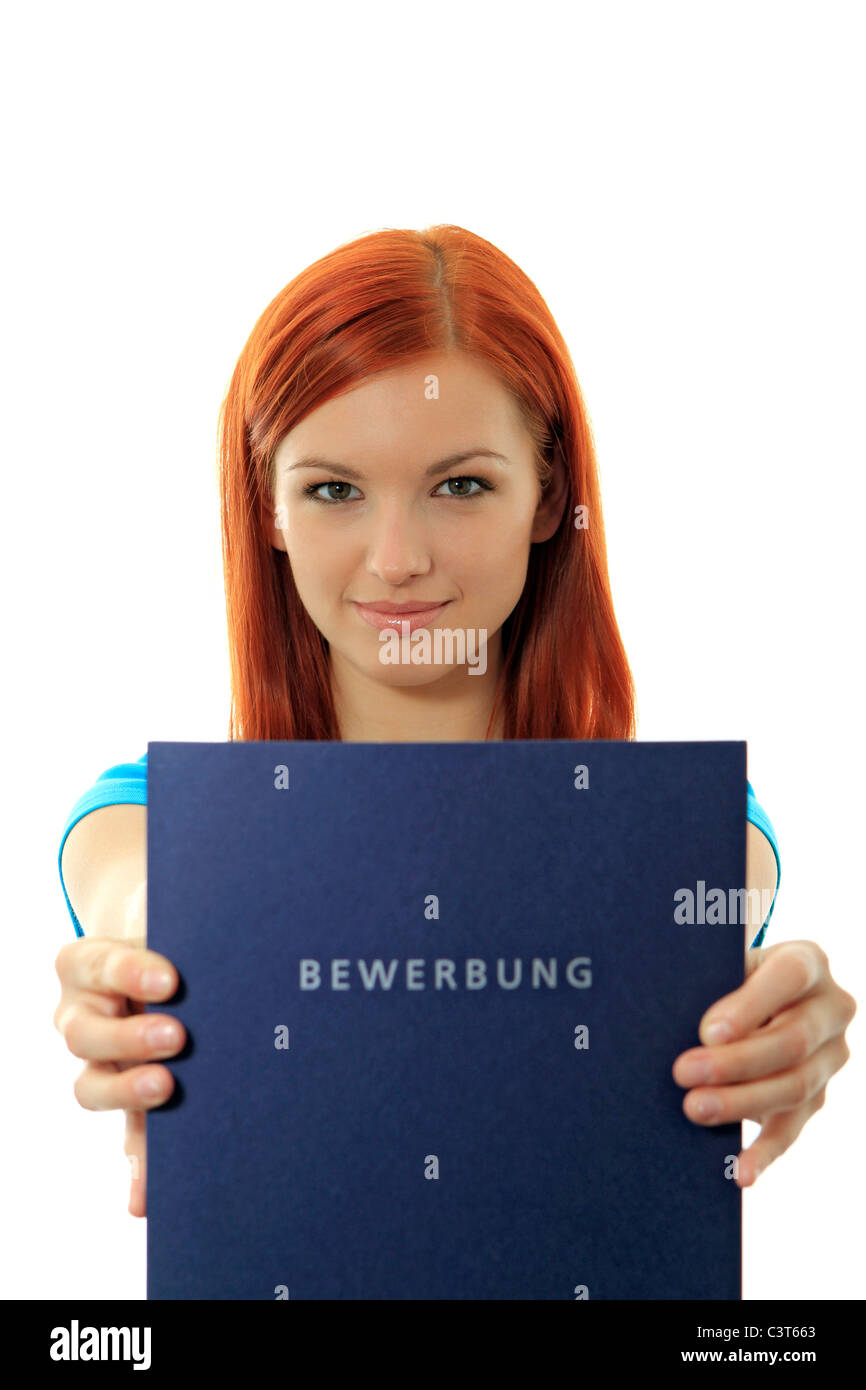 Girl with job application Stock Photo - Alamy