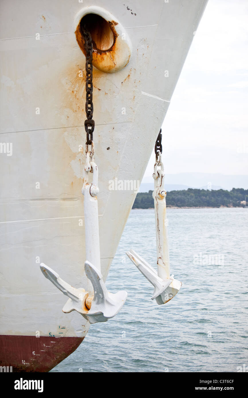 Ship's anchors.Corfu Harbour. Greece Stock Photo - Alamy