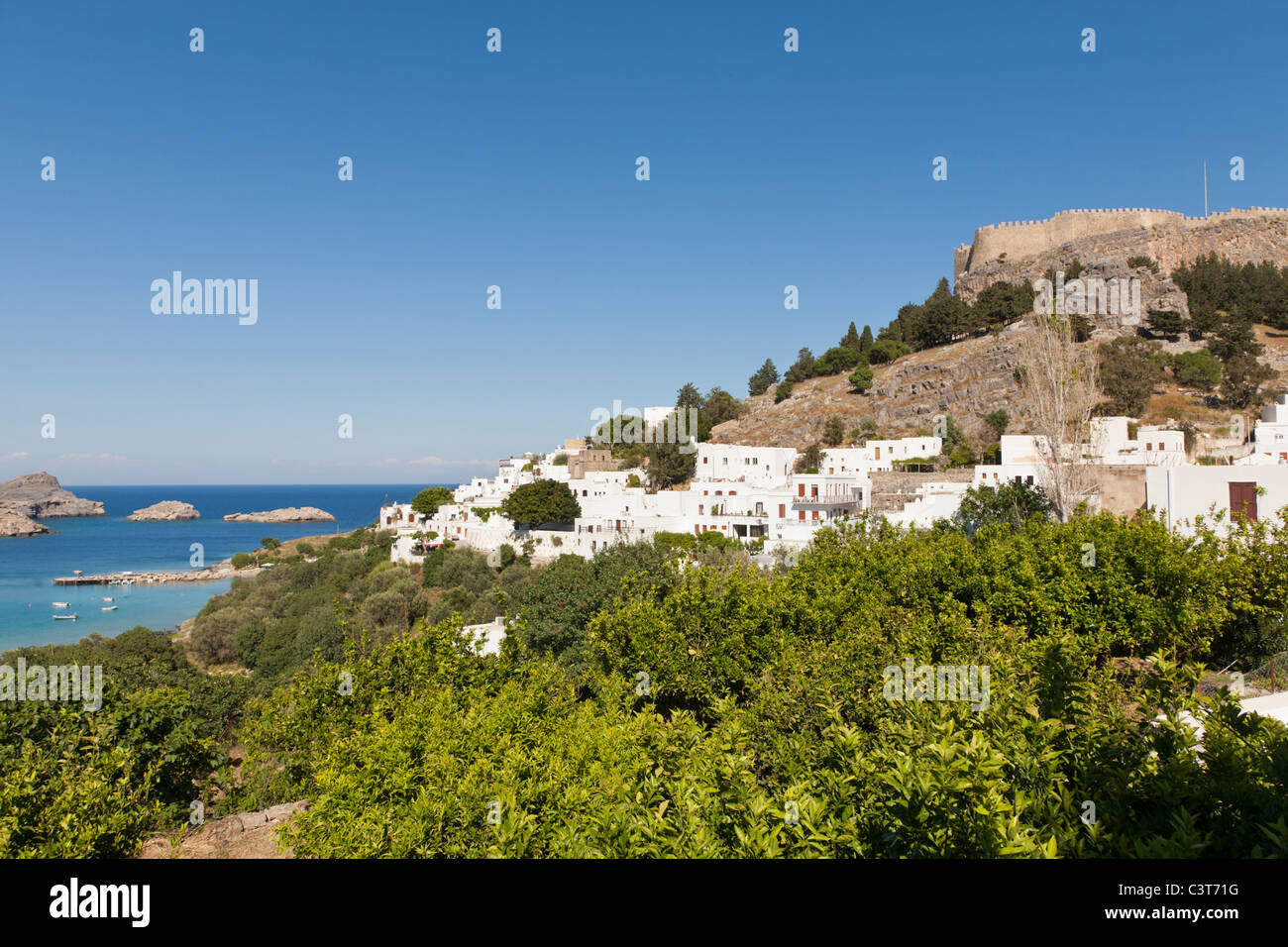 Lindos Village and the Acropolis Rhodes Greece Stock Photo - Alamy