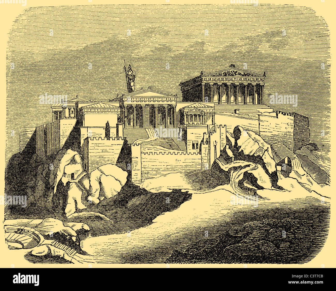 Restored view of the Acropolis of Athens, Greece Stock Photo - Alamy