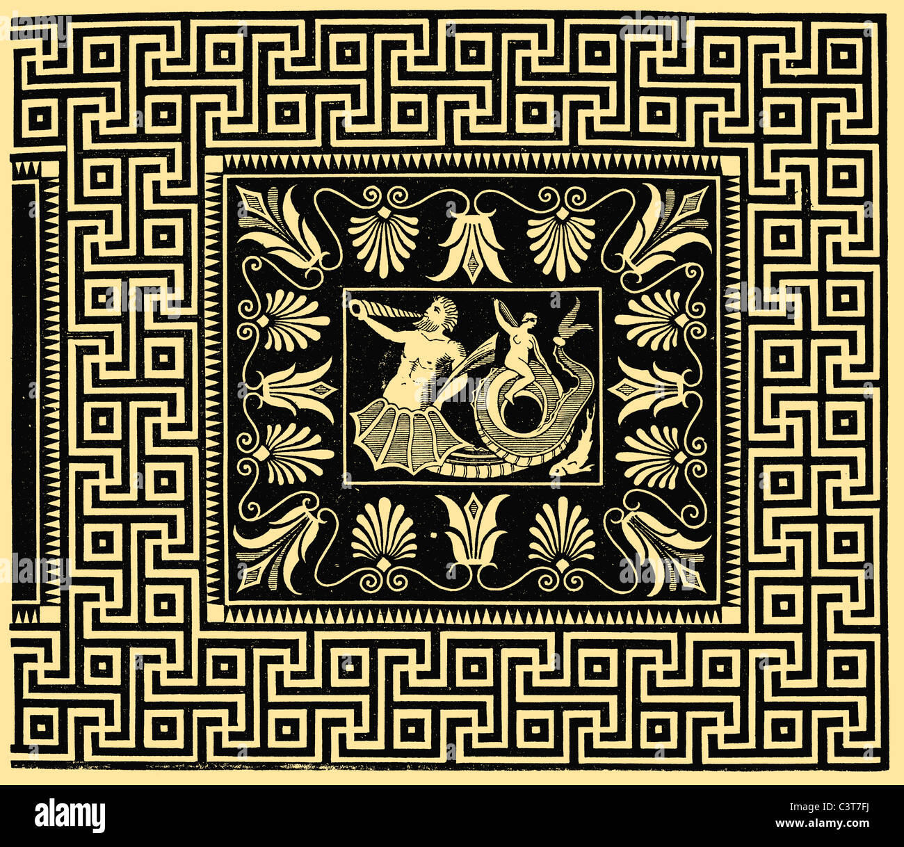 Mosaic floor from the temple of Olympia, sanctuary of ancient Greece in ...