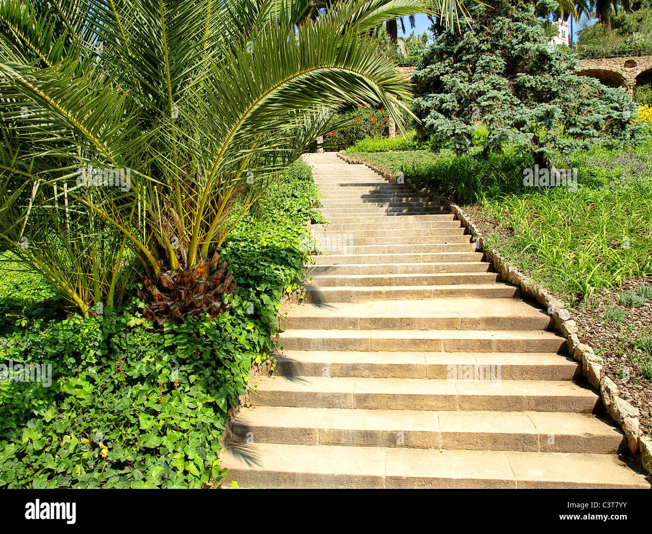 A beautiful path in a garden with rising steps Stock Photo - Alamy