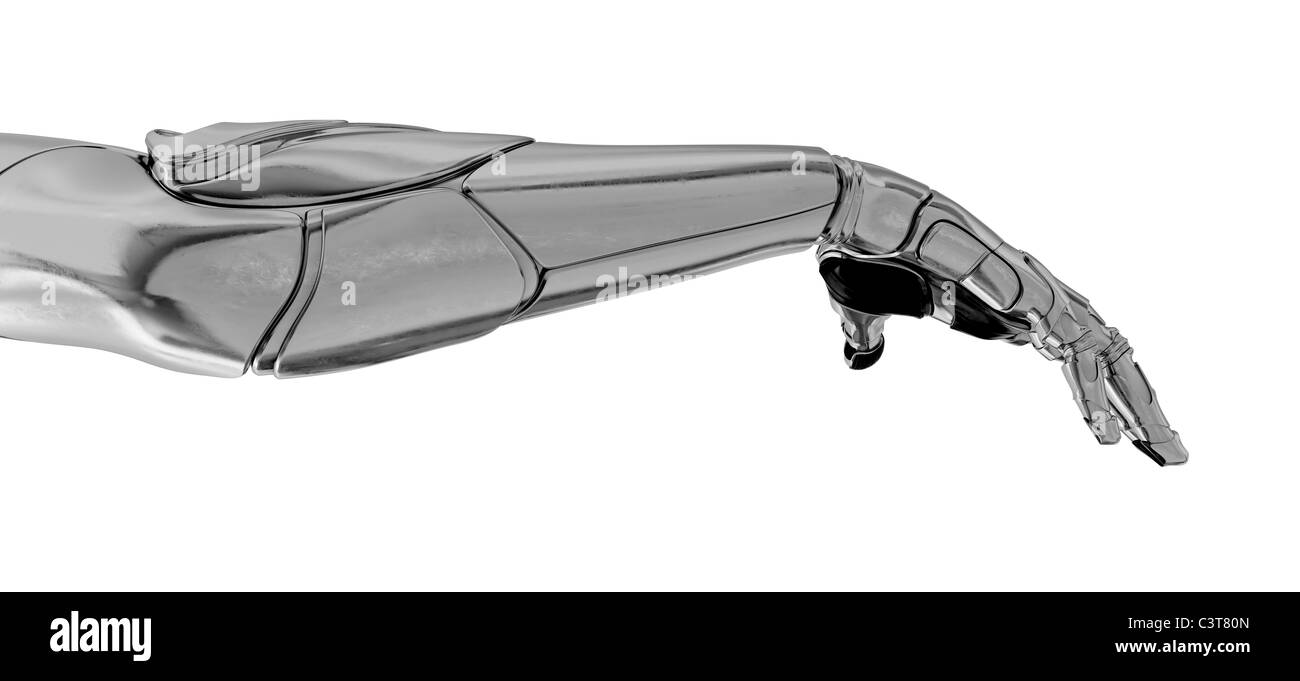 Stylish prosthetic golden human hand Stock Photo - Alamy