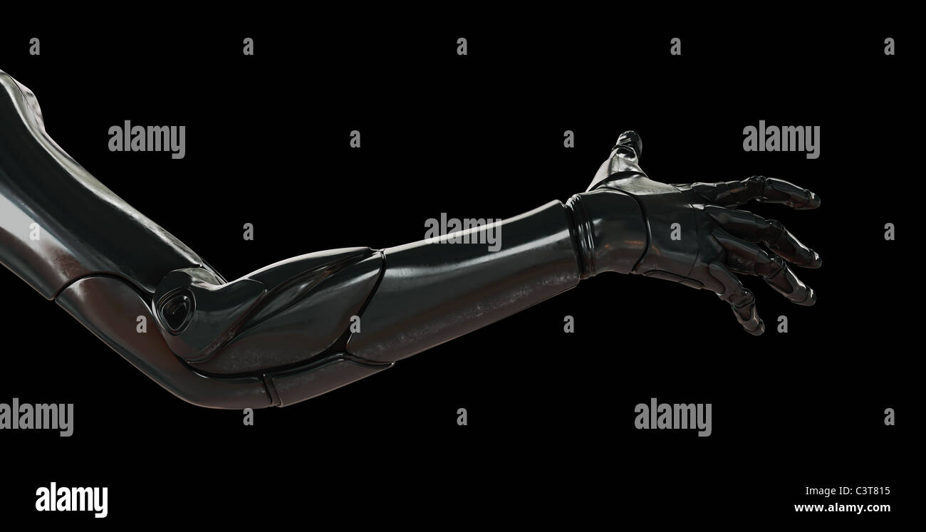 Artificial futuristic arm on black Stock Photo - Alamy
