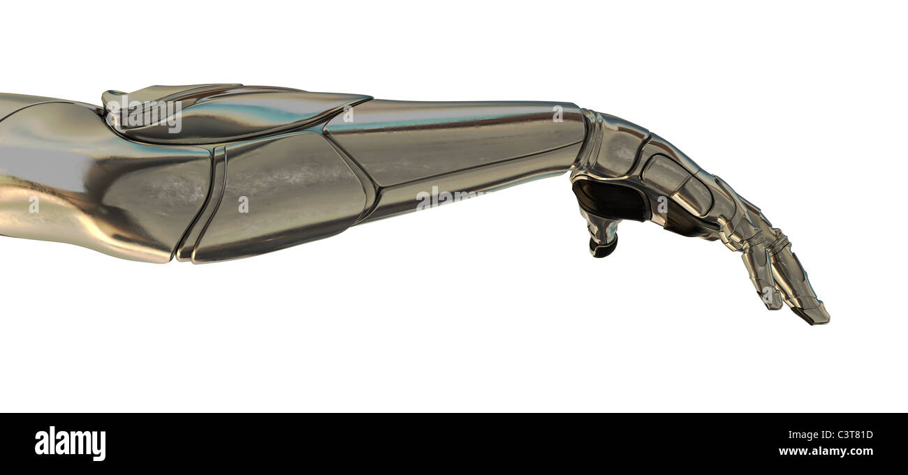 Gold artificial arm. Stylish prosthetic golden human hand Stock Photo ...