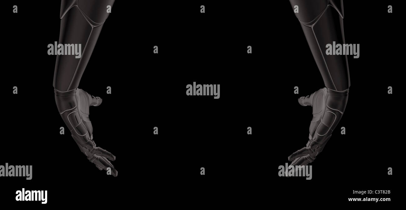 Stylish prosthetic silver human hand Stock Photo - Alamy