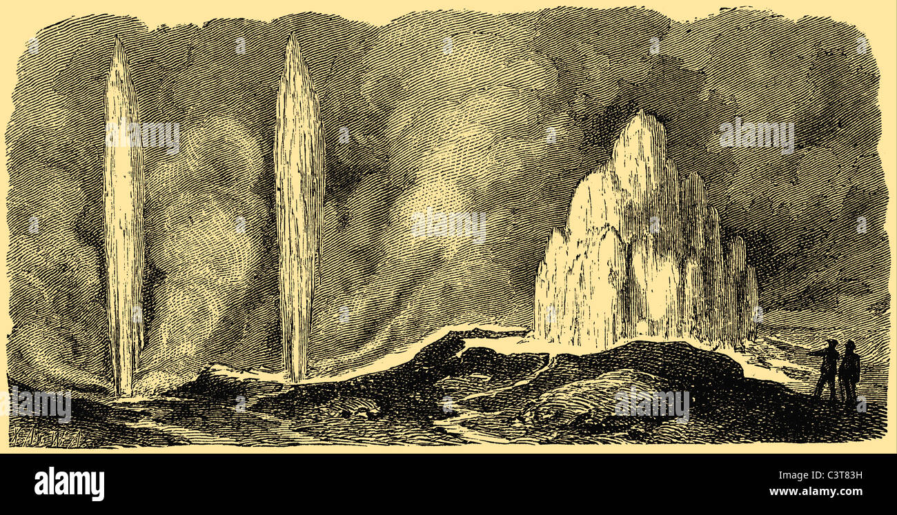 Hot Springs: Geyser in Iceland, about 1890 Stock Photo - Alamy