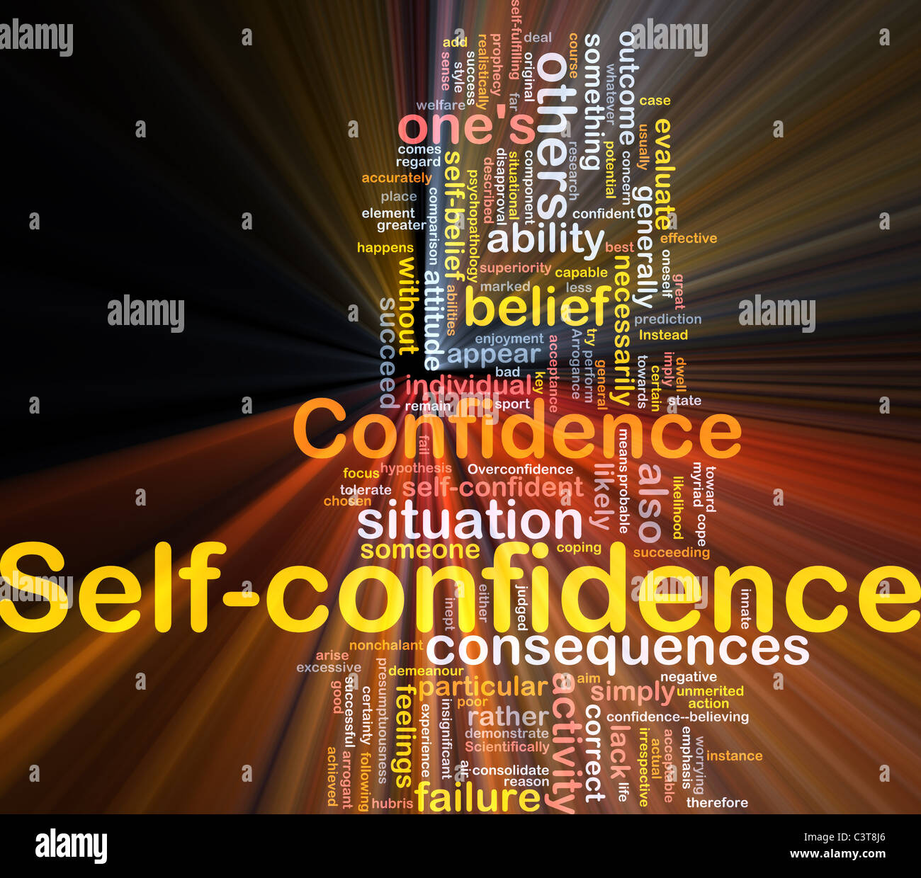 Background concept wordcloud illustration of self-confidence glowing ...