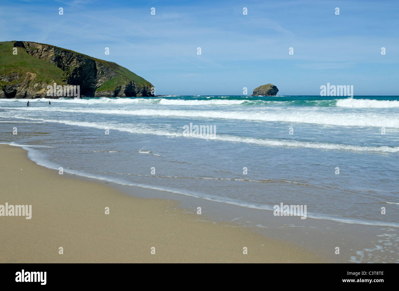 Portreath beach waves, Cornwall UK Stock Photo - Alamy