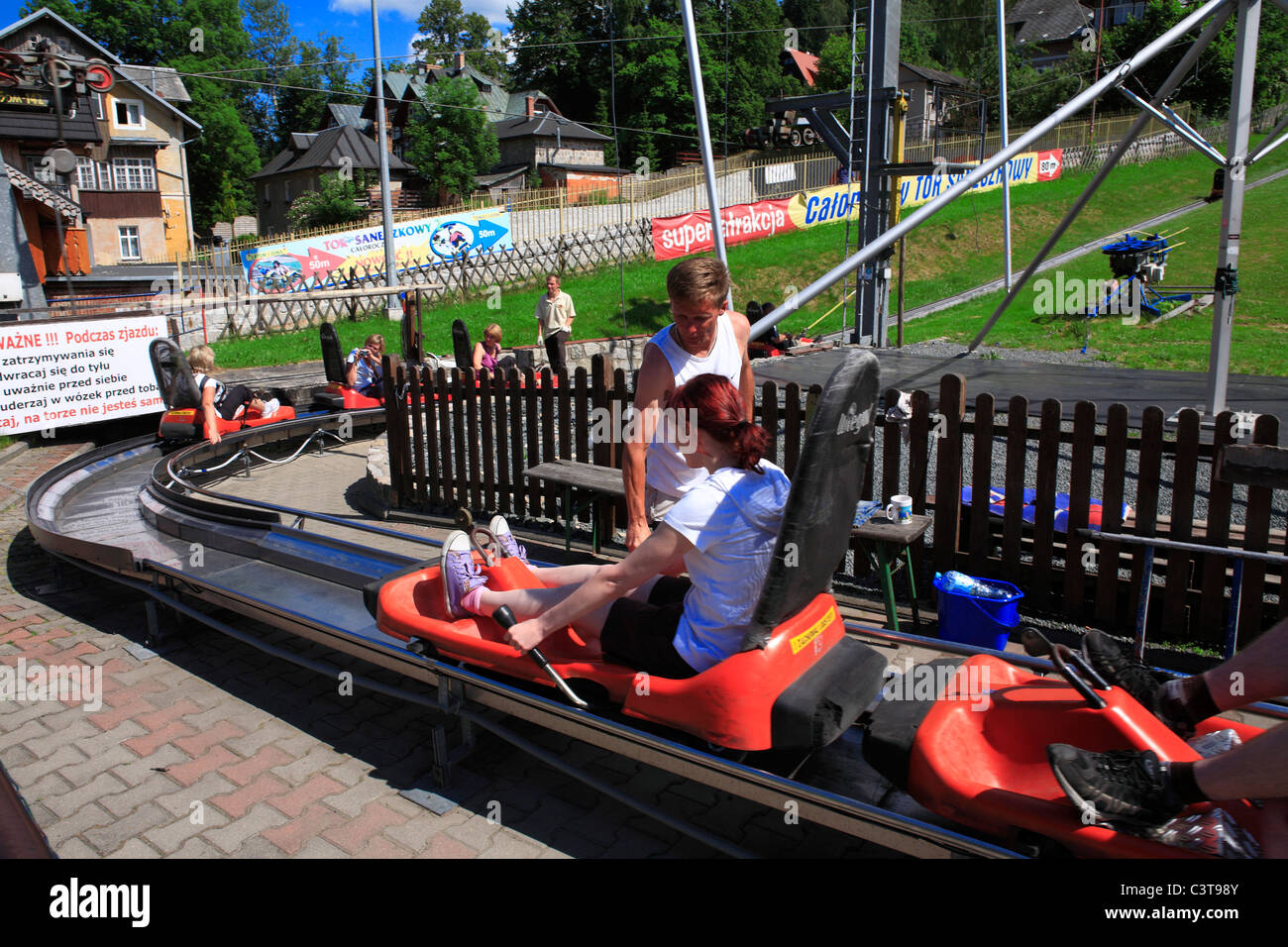 summer fun riding bobsleigh alpine coaster in Karpacz former german ...