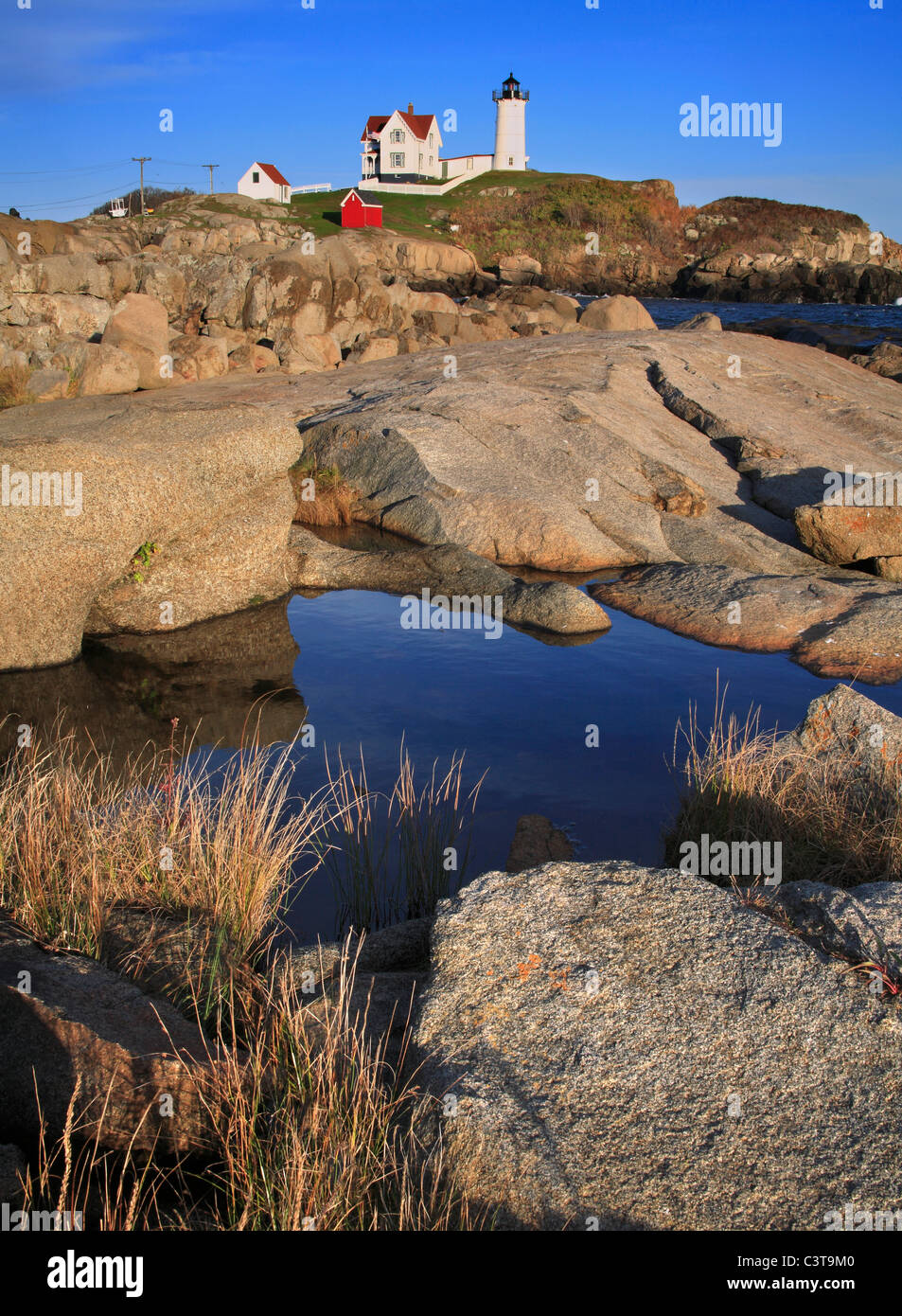 A Classic New England Lighthouse, The Nubble Light In Late Afternoon ...
