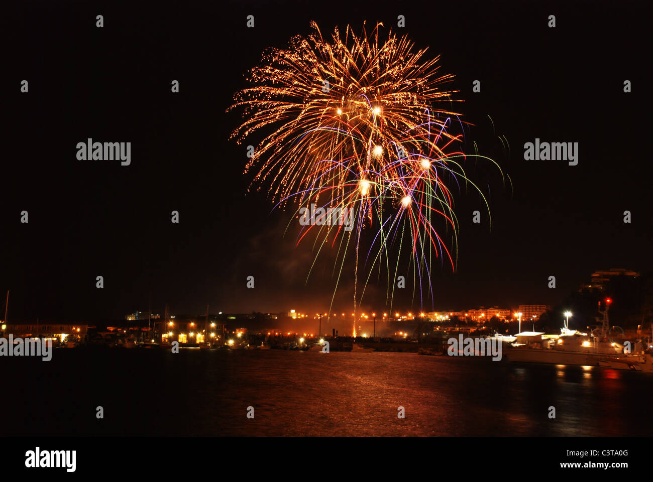 Fireworks over the harbor Stock Photo - Alamy