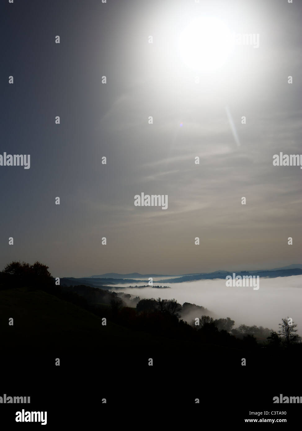 Landscape with very high contrast between light and dark Stock Photo ...