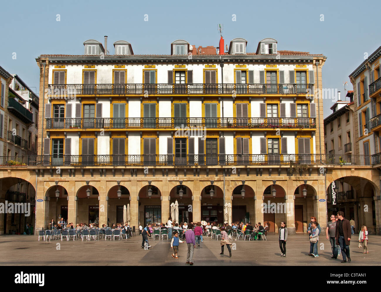 Plaza Consticion San Sebastian Spain Spanish Basque Country town city ...