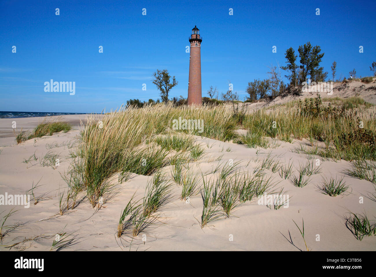 Beach Grass And Dunes At The Little Sable Point Lighthouse On Lake ...
