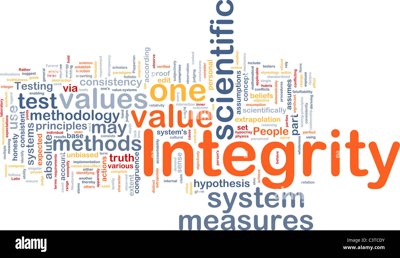 Background concept wordcloud illustration of integrity Stock Photo - Alamy