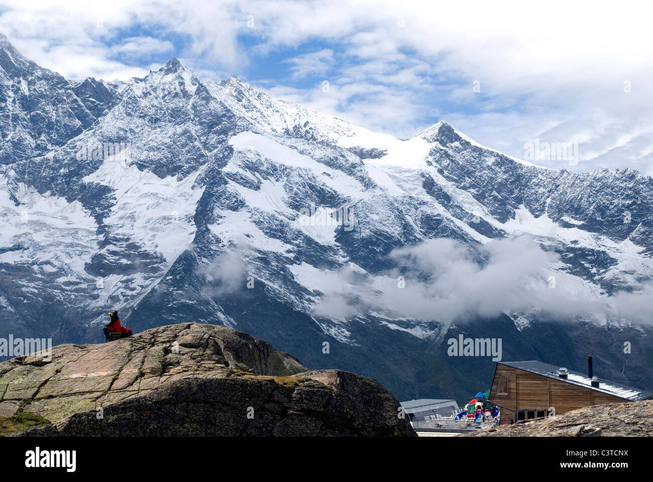 Lenzspitze, Nadelhorn, and Ulrichshorn view from Plattjen, Saastal ...