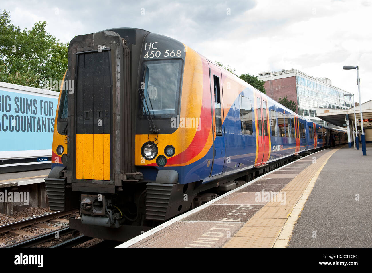 Siemens class 450 desiro train in South West Trains livery waiting at a ...
